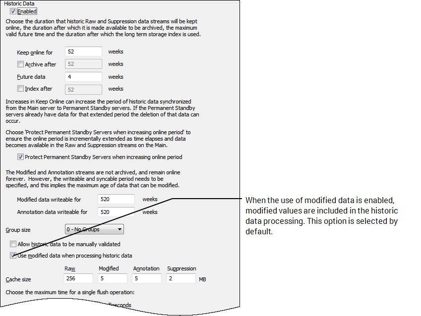 Server Administration Guide - Define whether Modified Data is Used when Processing Historic Data ...